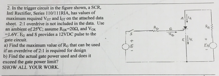 Solved In the trigger circuit in the figure shown, a SCR, | Chegg.com