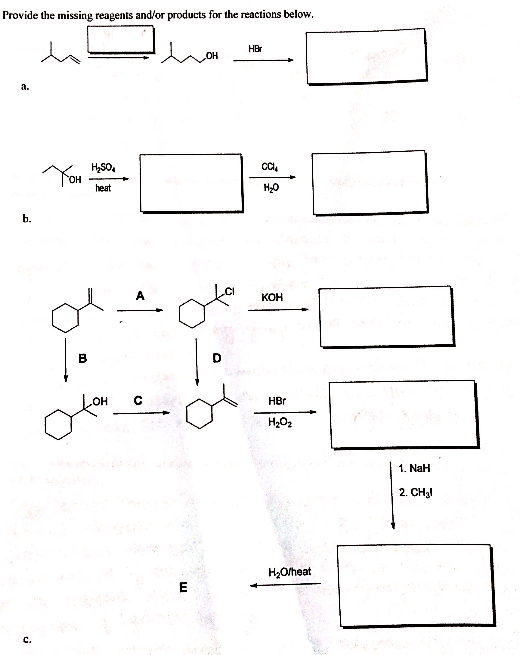 Solved Provide the missing reagents and/or products for the | Chegg.com