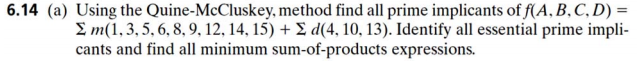 Solved Using the Quine-McCluskey, method find all prime | Chegg.com
