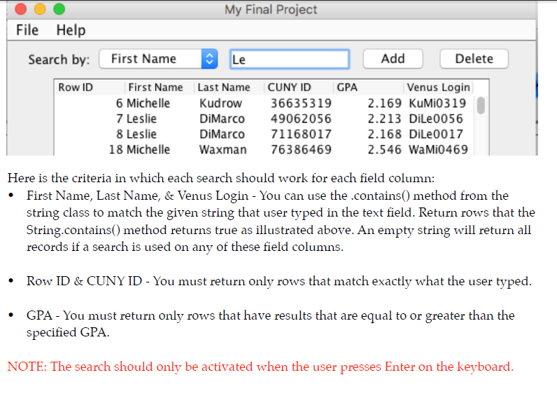 Solved Screenshot of the Student Management System | Chegg.com
