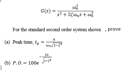 Solved 72 For the standard second order system shown , prove | Chegg.com