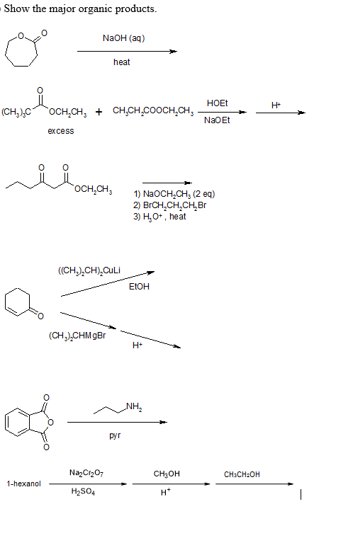 Solved Show the major organic products NaOH (aq) heat HOEt | Chegg.com
