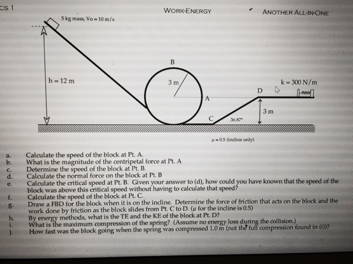 Calculate the speed of the block at Pt. A. What is | Chegg.com