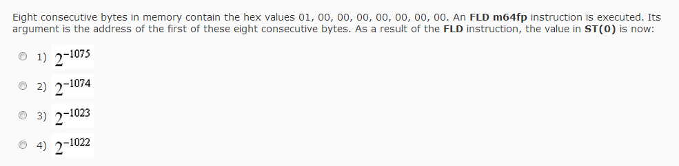 Eight consecutive bytes in memory contain the hex | Chegg.com