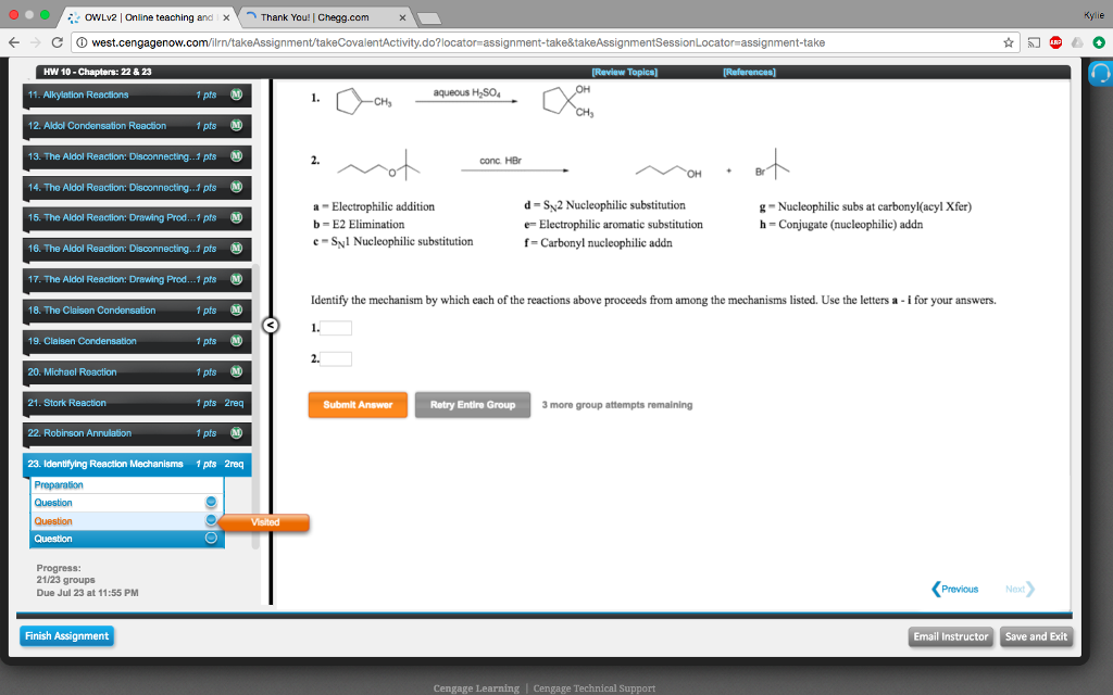 Solved a = Electrophilic addition b = E2 Elimination c = | Chegg.com