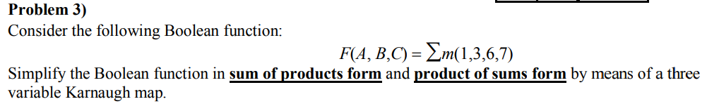 Solved Problem 3 Consider The Following Boolean Function