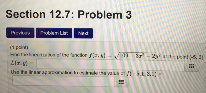 Solved Find The Linearization Of The Function F X Y
