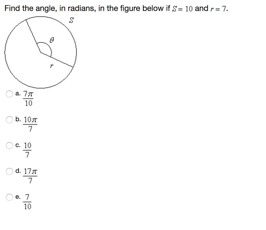 Solved Find the angle, in radians, in the figure below if | Chegg.com