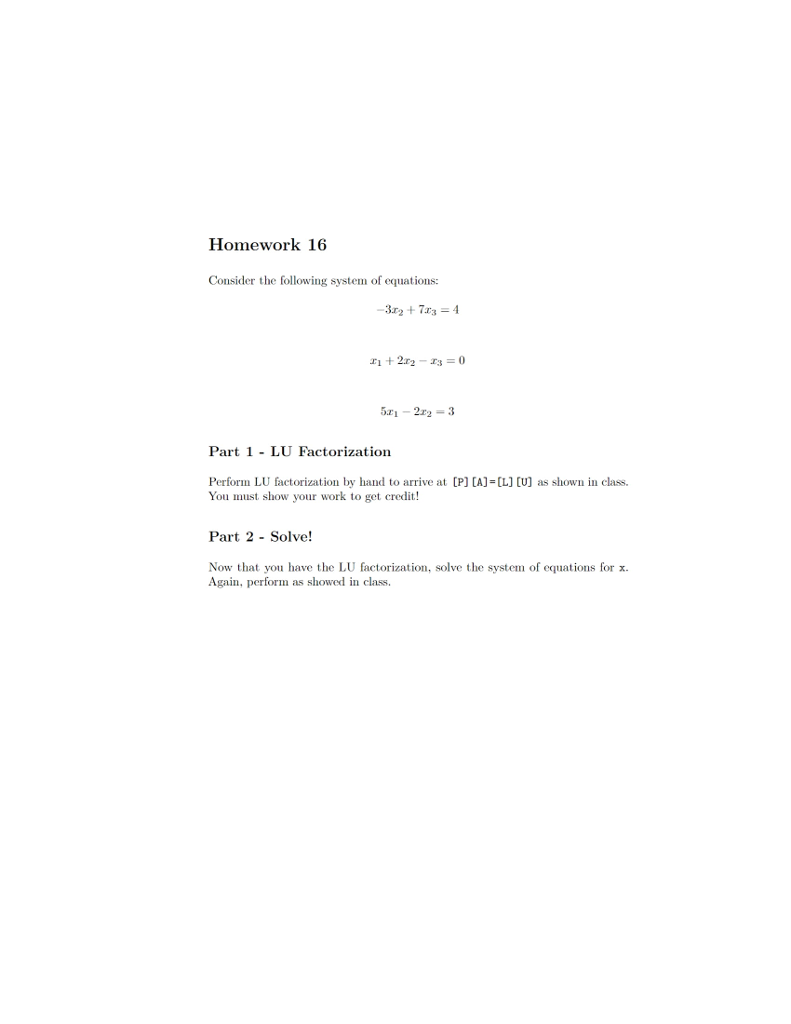 Solved Homework 16 Consider the following system of | Chegg.com