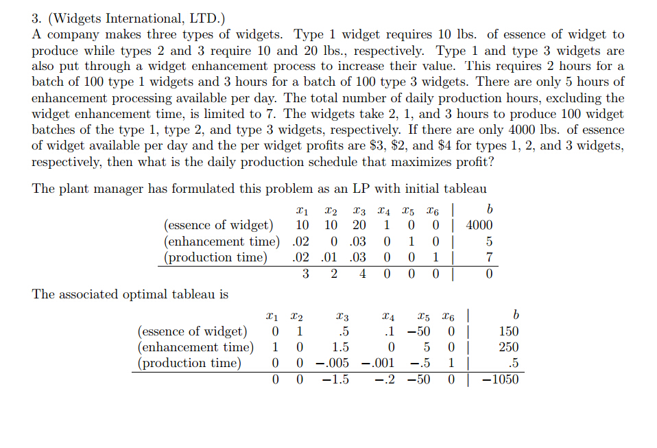 Solved 3. (Widgets International , LTD.) A company makes | Chegg.com