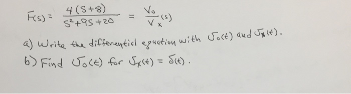 Solved A)write the differential equation with V0(t) and | Chegg.com