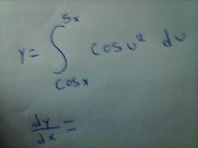 Solved Y = integrate cos u^2 du between the limits cos x to | Chegg.com