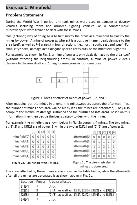 Solved Exercise 1: Minefield Problem Statement During the | Chegg.com