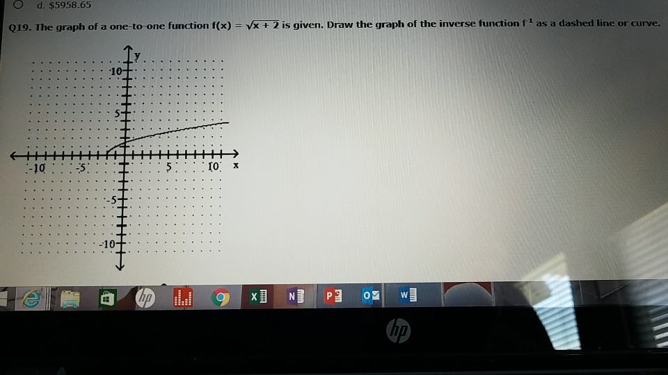 Solved O d. $5958.65 Q19. The graph of a one-to-one function | Chegg.com