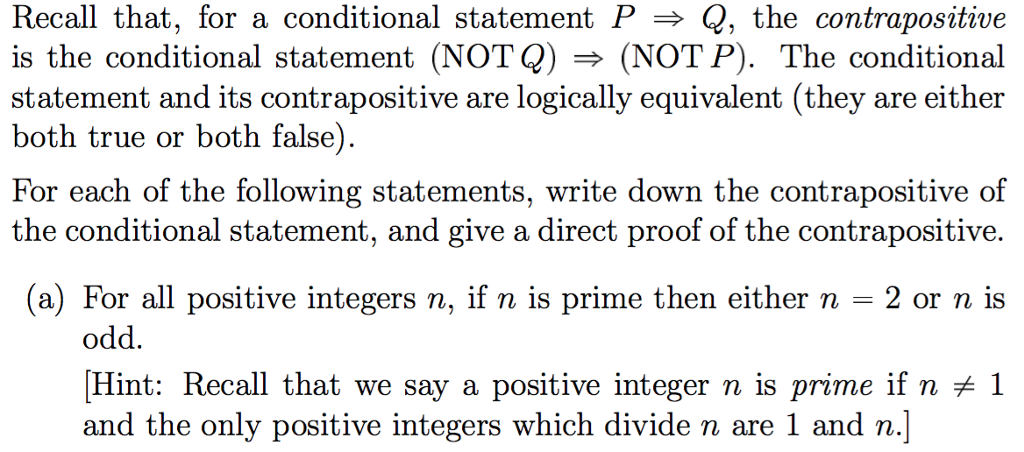 Solved Recall That For A Conditional Statement P 2 The Chegg