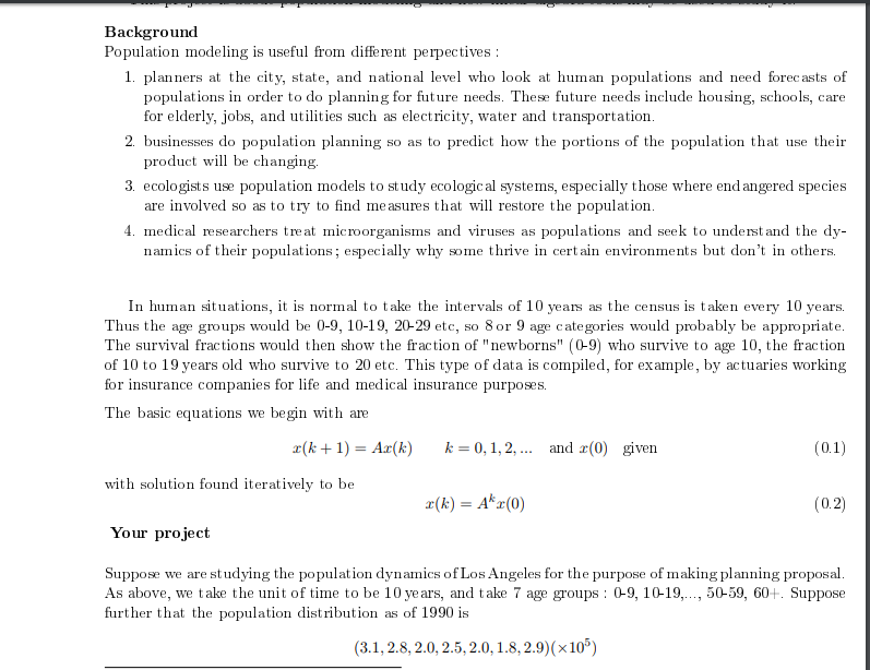 Solved Background Population modeling is useful from diffe | Chegg.com