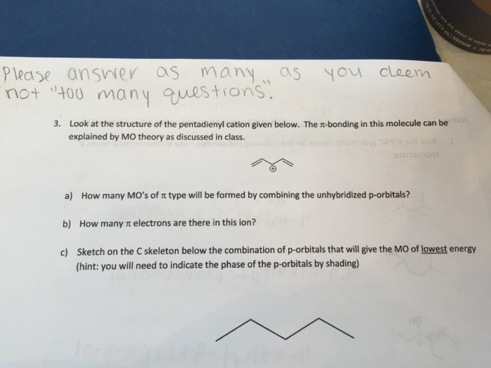 Solved Look at the structure of the pentadienyl cation given | Chegg.com
