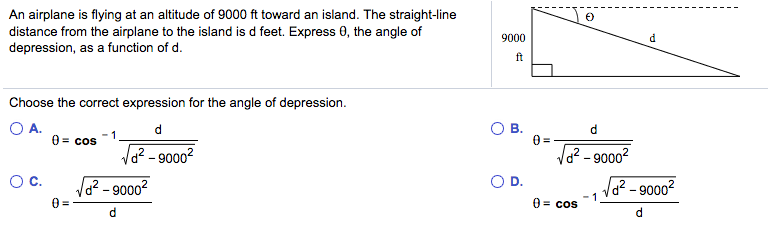Solved An airplane is flying at an altitude of 9000 ft | Chegg.com