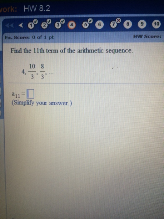 Solved Find the 11th term of the arithmetic sequence. 4, | Chegg.com
