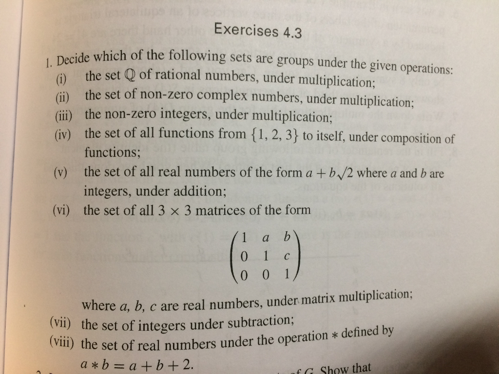 Solved I have a question in my discrete math class, groups | Chegg.com