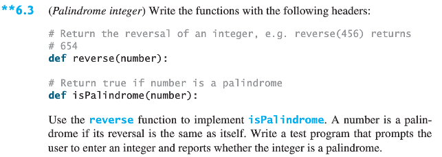 Solved Palindrome Integer Write The Functions With The 3851