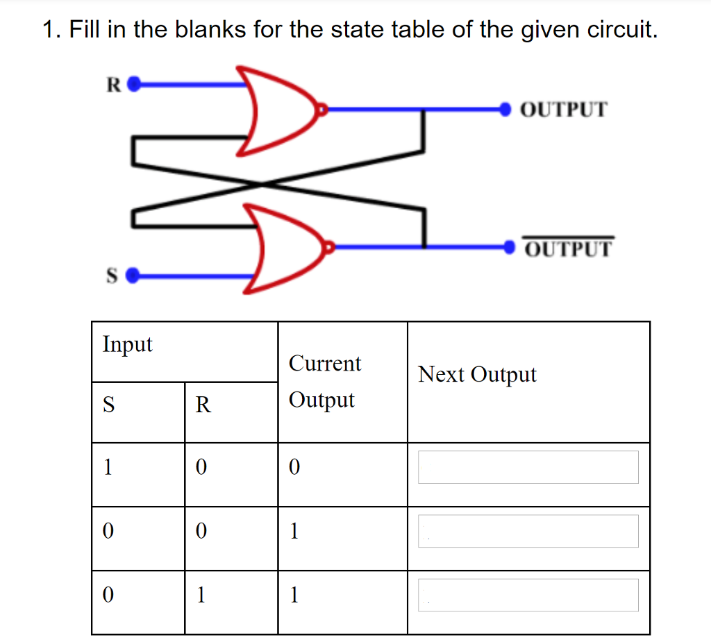 Solved 1. Fill in the blanks for the state table of the | Chegg.com