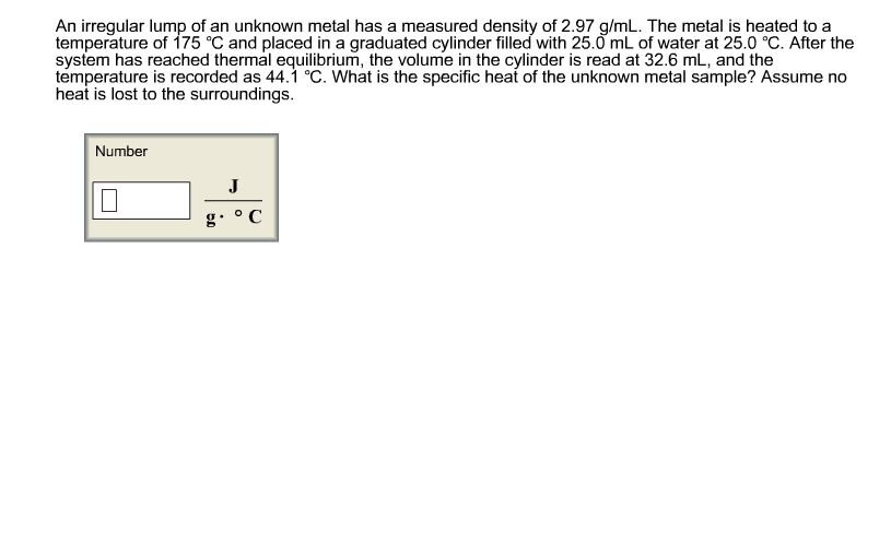 Solved An irregular lump of an unknown metal has a measured | Chegg.com