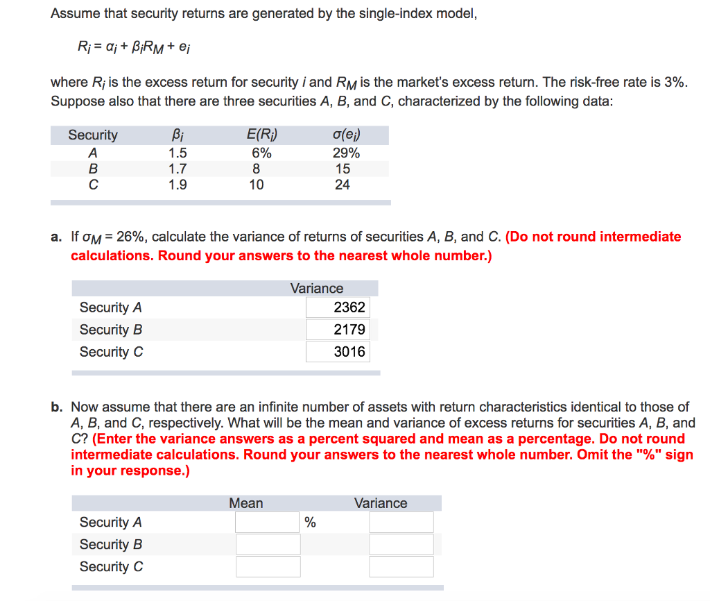 Solved Assume that security returns are generated by the | Chegg.com