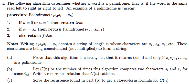 Solved The following algorithm determines whether a word is | Chegg.com