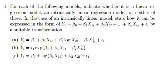 For each of the following models, indicate whether it | Chegg.com