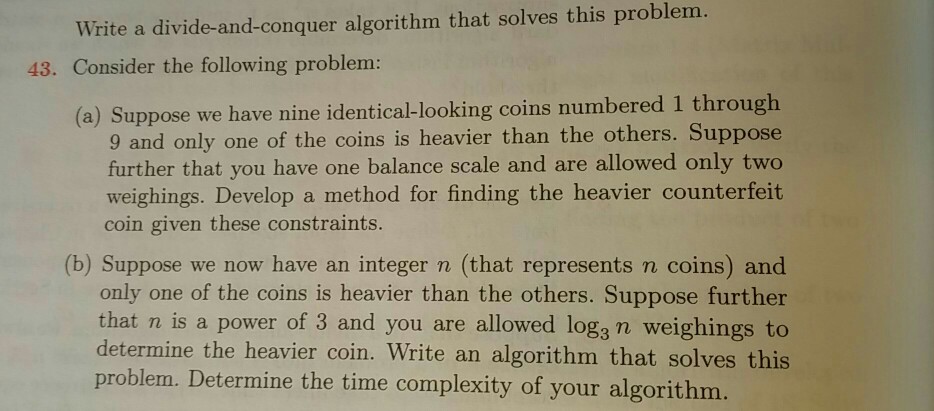 Solved Write a divide-and-conquer algorithm that solves this | Chegg.com