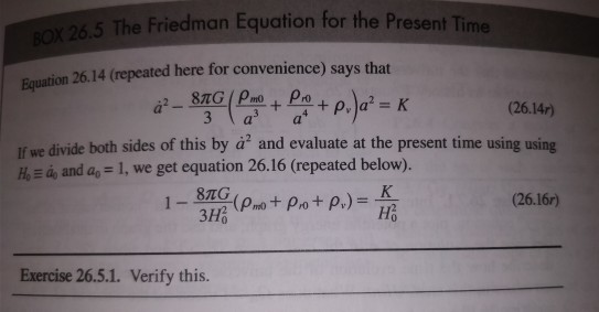 Solved X 265 The Friedman Equation for the Present Tine | Chegg.com