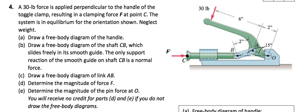 Solved 4. A 30-lb force is applied perpendicular to the | Chegg.com