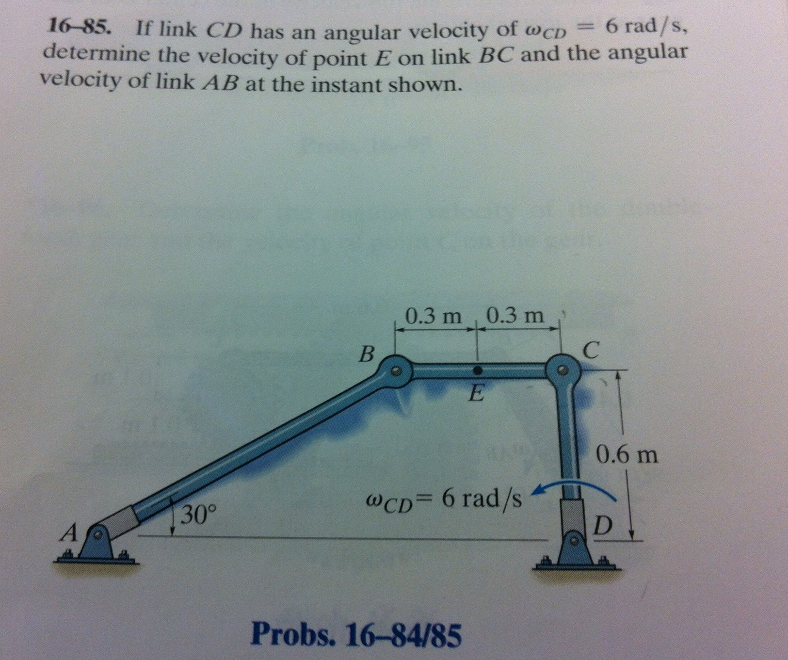 Solved If link CD has an angular velocity of omega CD = 6 | Chegg.com
