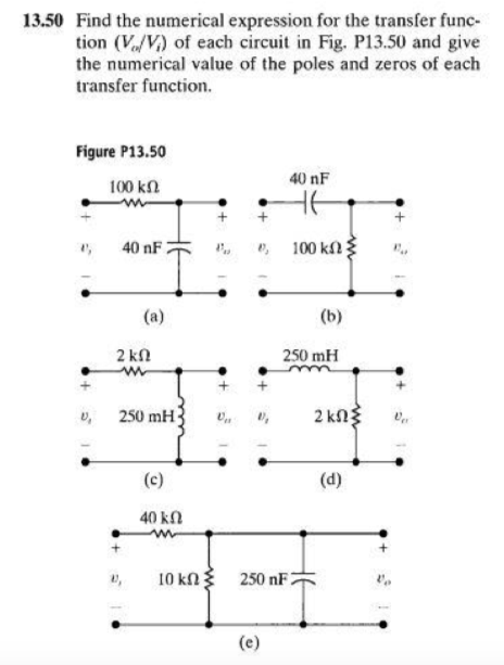 Solved 13.50 Find the numerical expression for the transfer | Chegg.com
