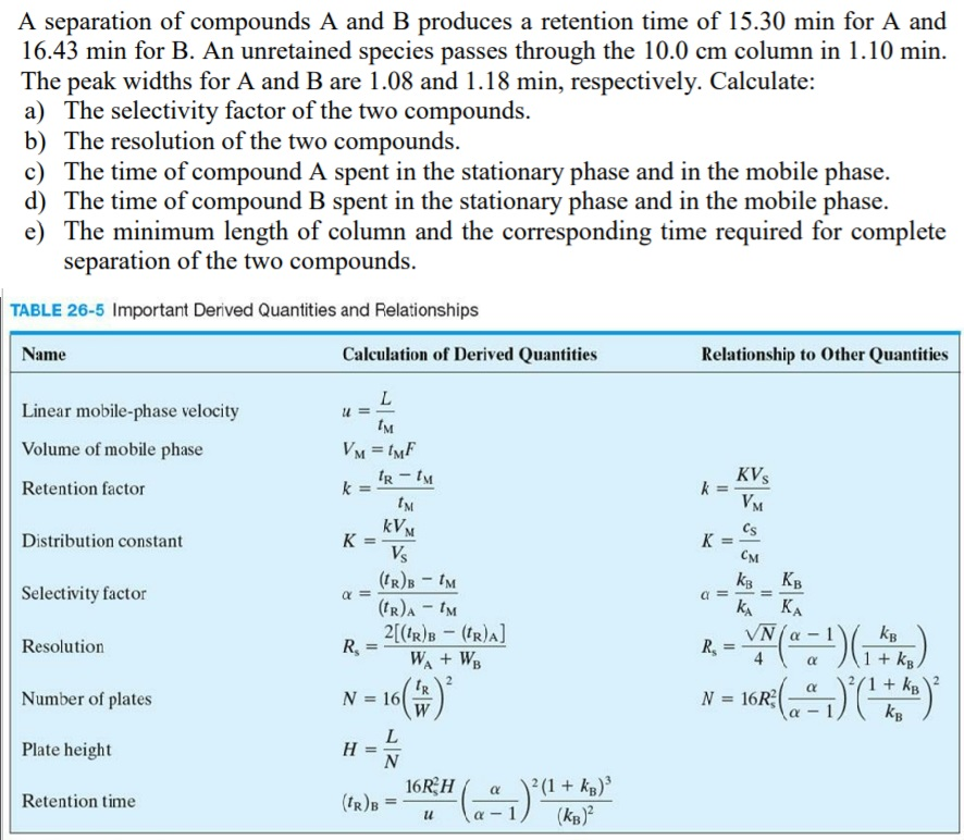 Solved A separation of compounds A and B produces a | Chegg.com