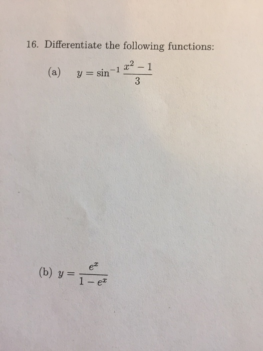 Solved Differentiate the following functions: (a) y = | Chegg.com