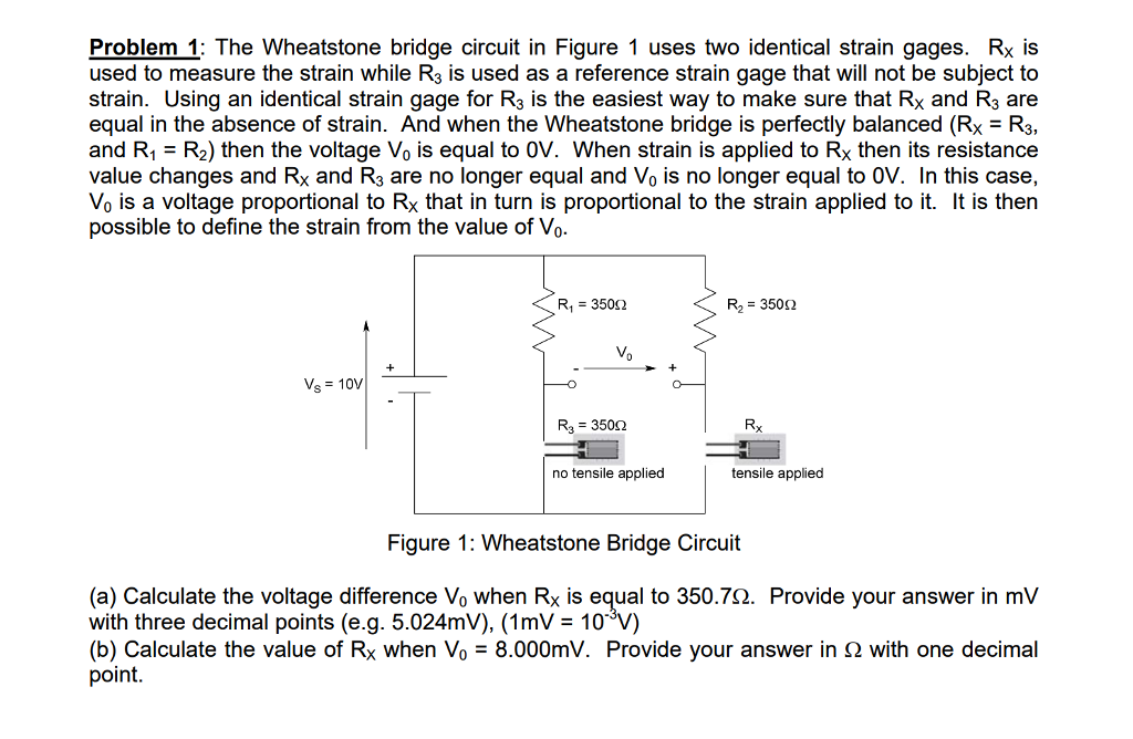 Solved Problem 1: The Wheatstone bridge circuit in Figure 1 | Chegg.com