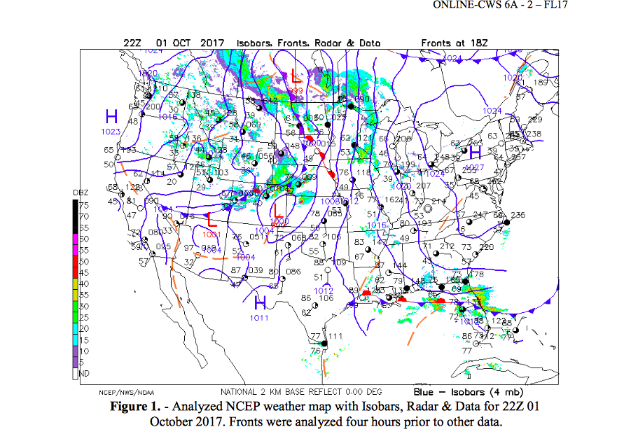 Solved ONLINE-CWS 6A -2- FL17 22Z 01 OCT 2017 Isobars. | Chegg.com