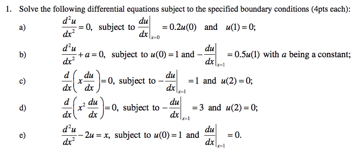 Solved 1. Solve the following differential equations subject | Chegg.com