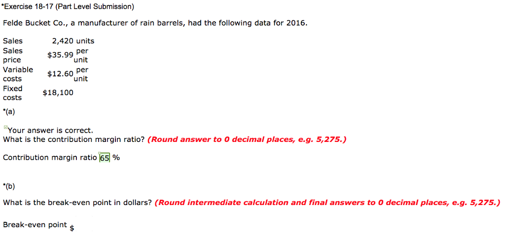 Solved Exercise 18-17 (Part Level Submission) Felde Bucket | Chegg.com