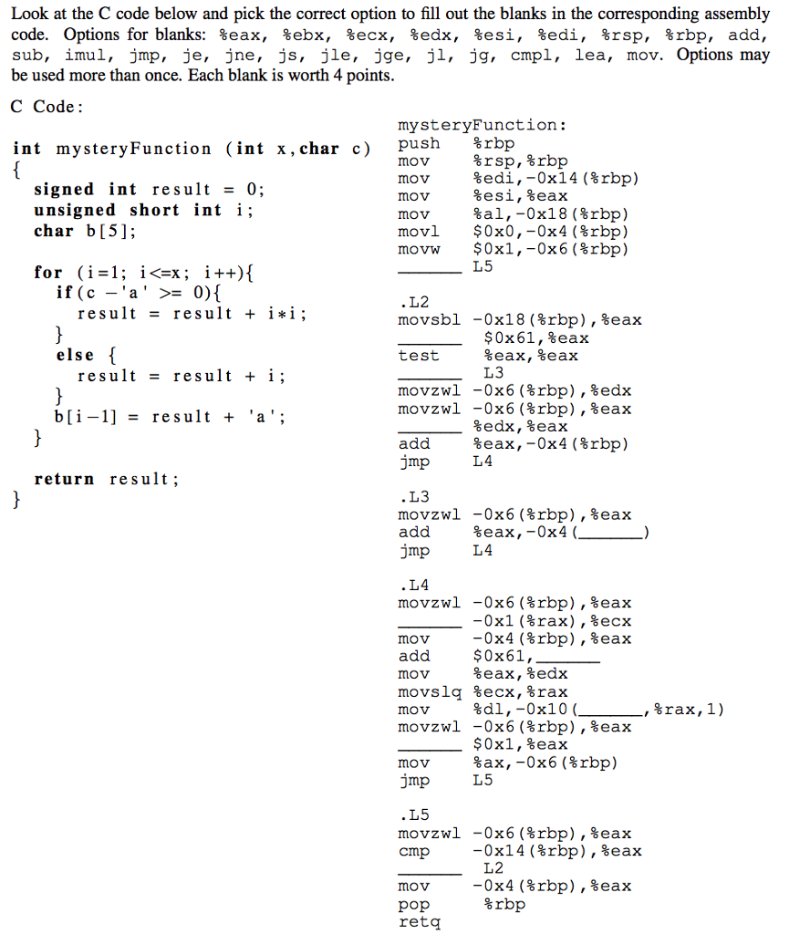 Solved Look at the C code below and pick the correct option | Chegg.com