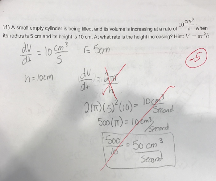 Solved A small empty cylinder is being filled, and its | Chegg.com