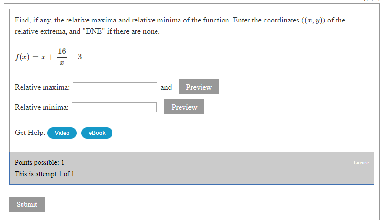 Solved Find, if any, the relative maxima and relative minima | Chegg.com Solved Find, if any, the relative maxima and relative minima | Chegg.com