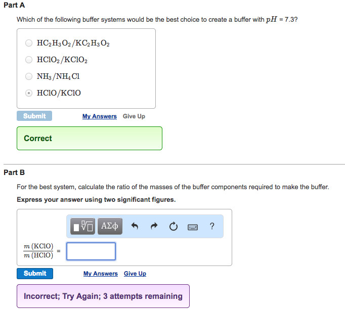 Solved Which Of The Following Buffer Systems Would Be The 