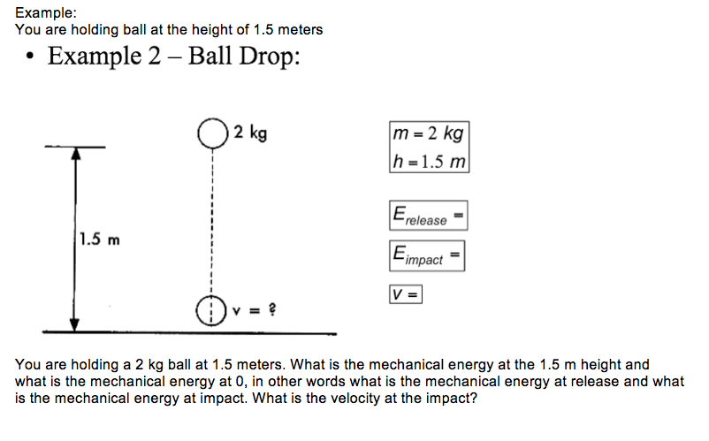 Solved You are holding ball at the height of 1.5 meters m = | Chegg.com