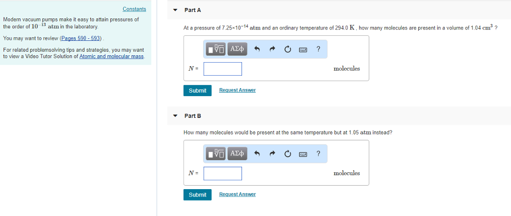 Solved Constants Part A Modern vacuum pumps make it easy | Chegg.com