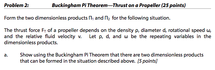 Solved Problem 2: Buckingham Pi Theorem-Thrust on a | Chegg.com