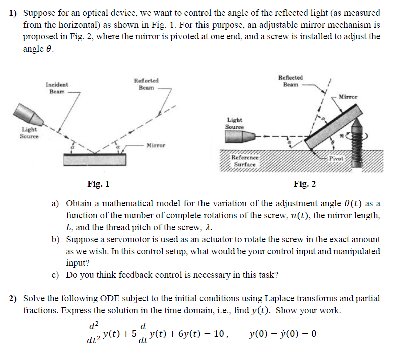 Solved 1) Suppose for an optical device, we want to control | Chegg.com
