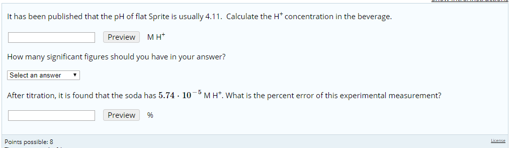 Solved it has been published that the pH of flat Sprite is | Chegg.com